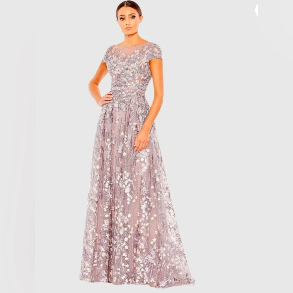 Mac Duggal | Dresses | Mac Duggal Light Purple Embellished Floral Cap ...